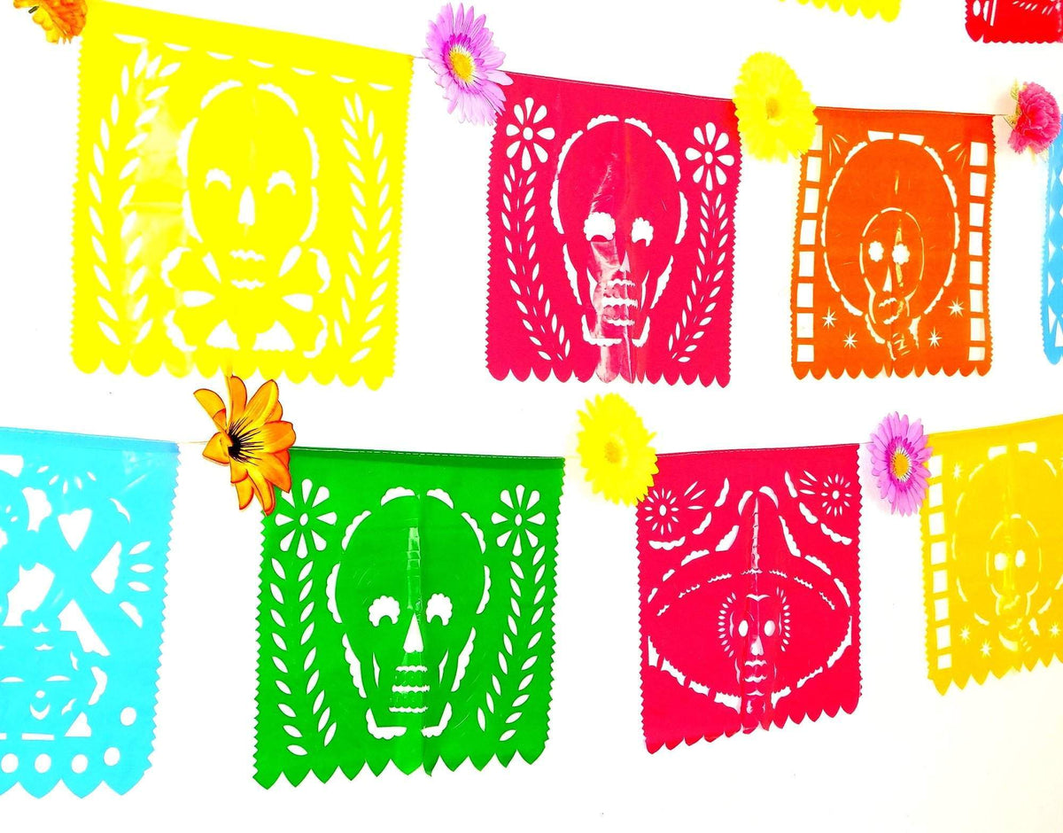 Día de Los Muertos Papel Picado Banner in Multi-Color | FiestaConnect ...