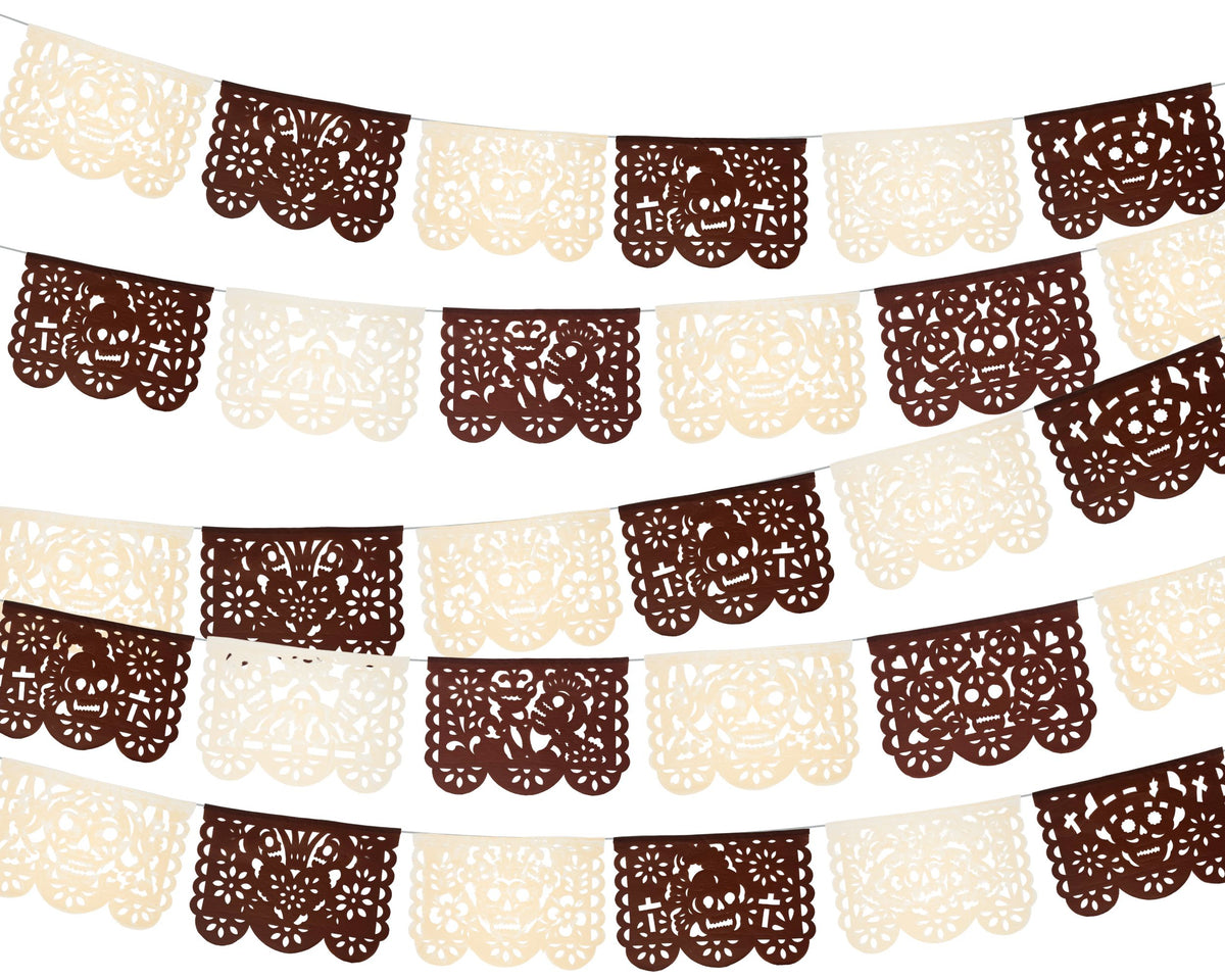Day of the Dead Brown and Cream Papel Picado Banners (Tissue Paper, 60 ...