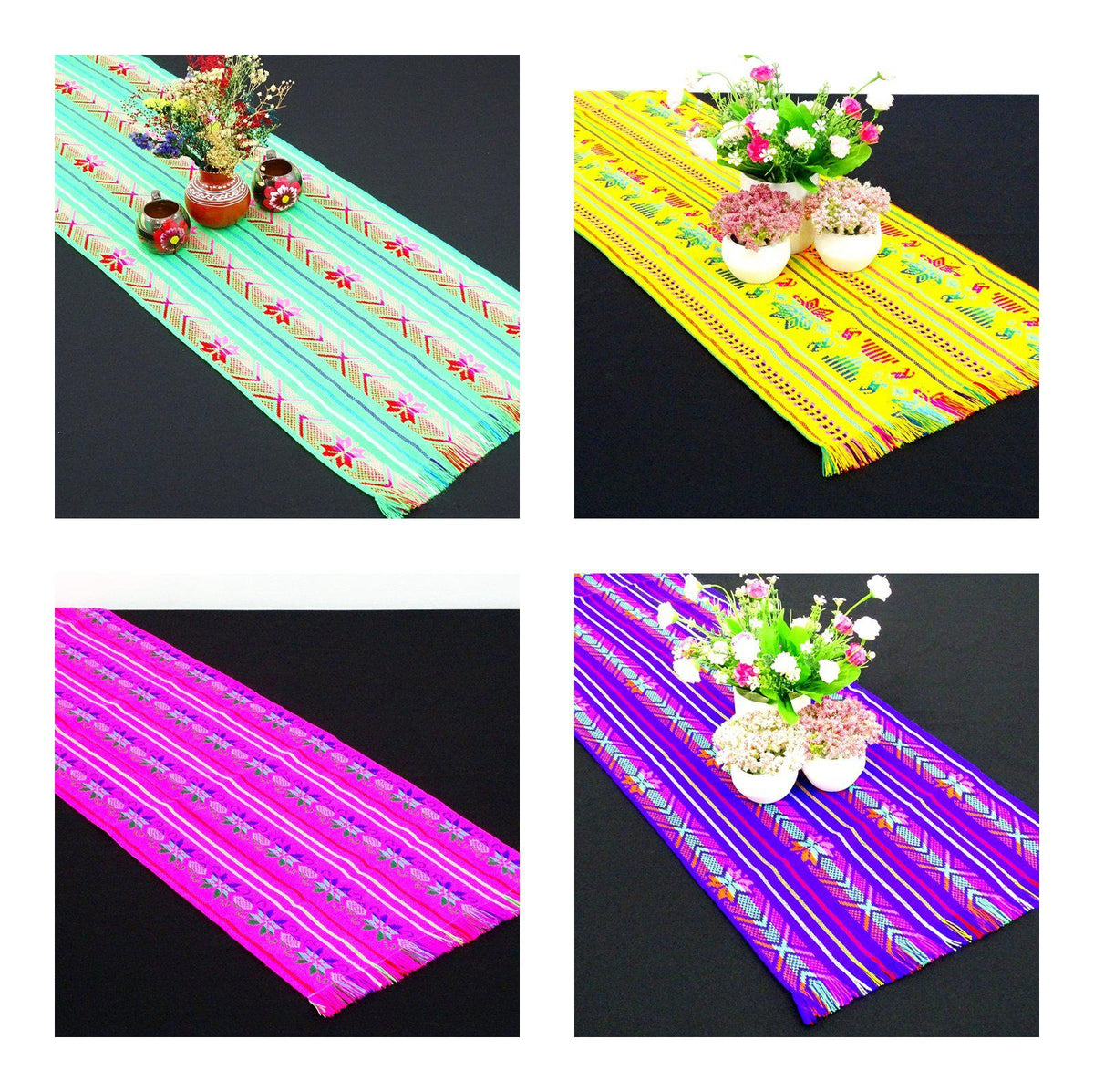 Mexican Table Runner in Assorted Colors (4 Pack) | FiestaConnect ...