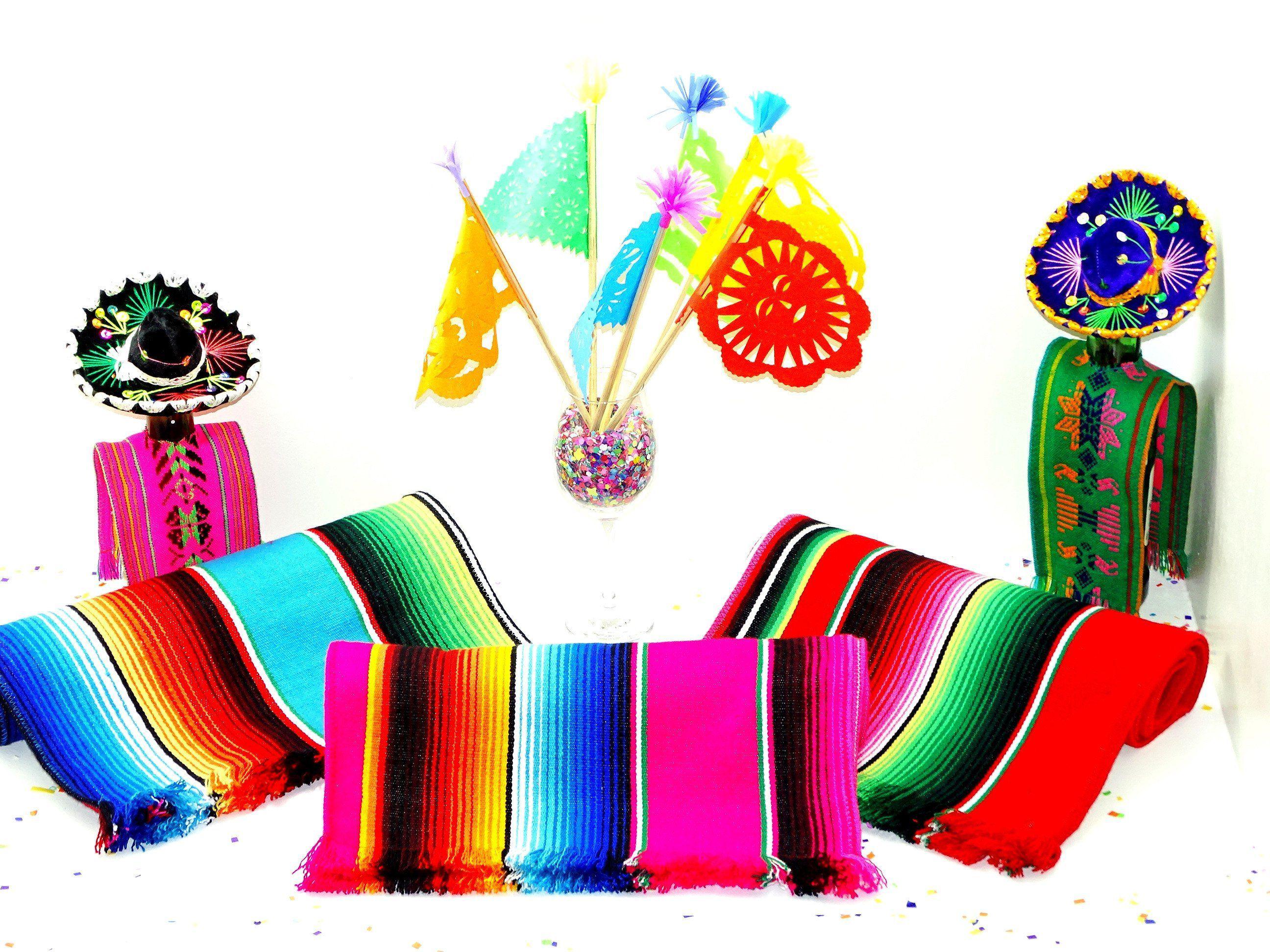 Mexican Sarape Table Runners in Pink, Red & Blue (3 Pack) – FIESTACONNECT
