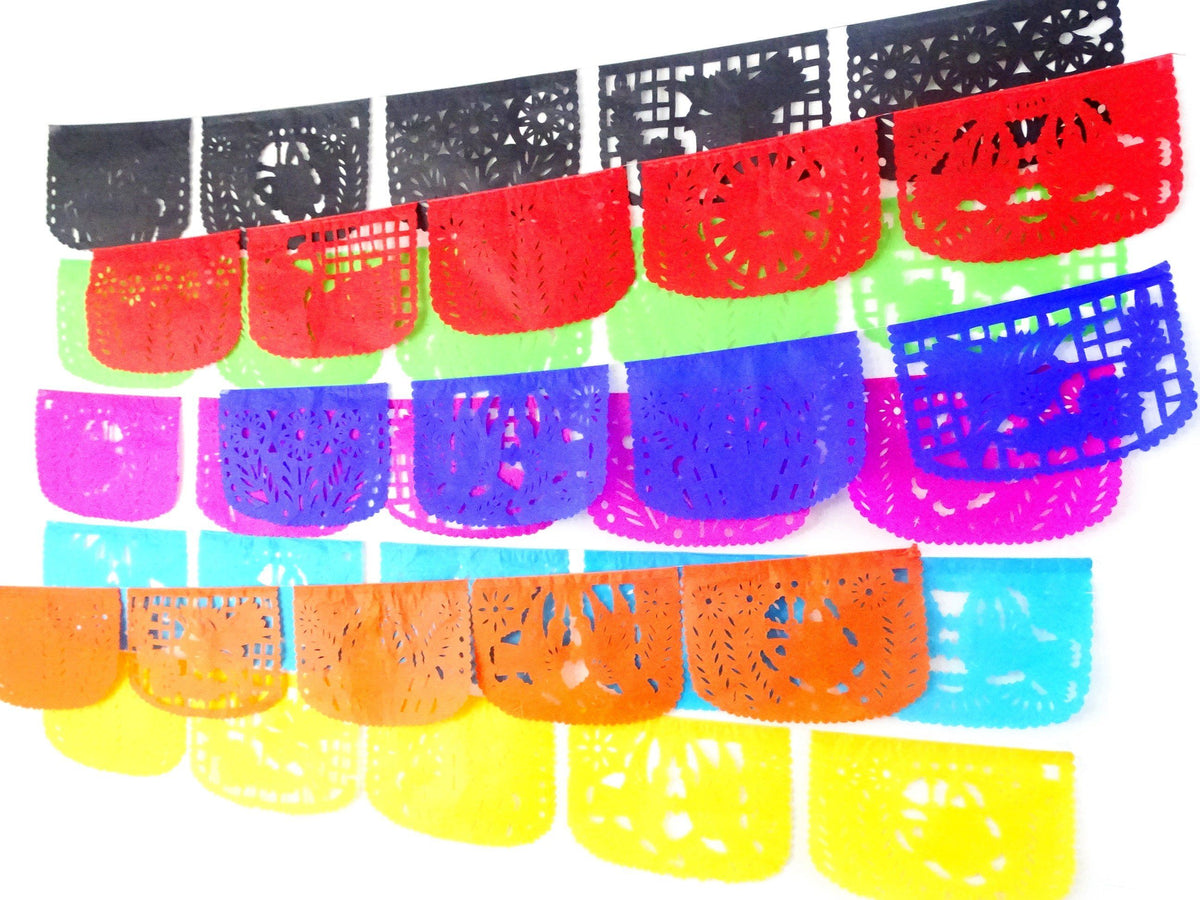 Mexican Papel Picado Banner in Bright Colors (8 Pack) | FiestaConnect ...